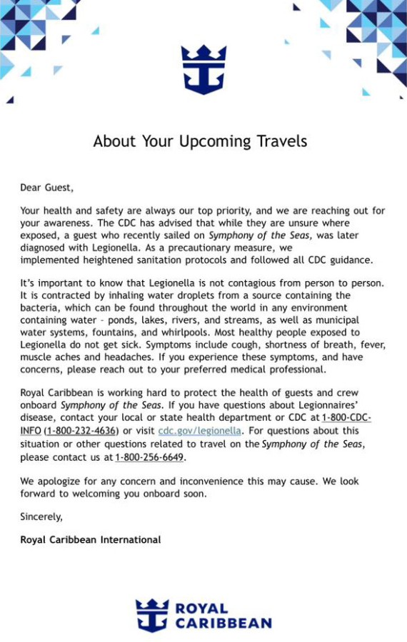 Royal Caribbean Issues Health Advisory After Guest Diagnosed with Legionnaires’ Disease ...